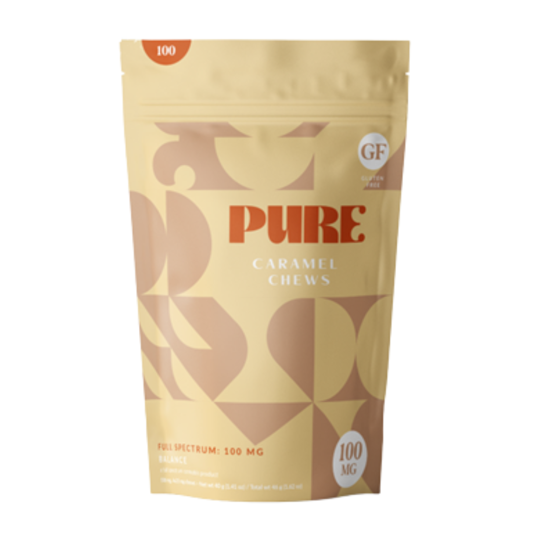 Caramels (100mg) | PURE Edibles | Caramel Chew - Jane