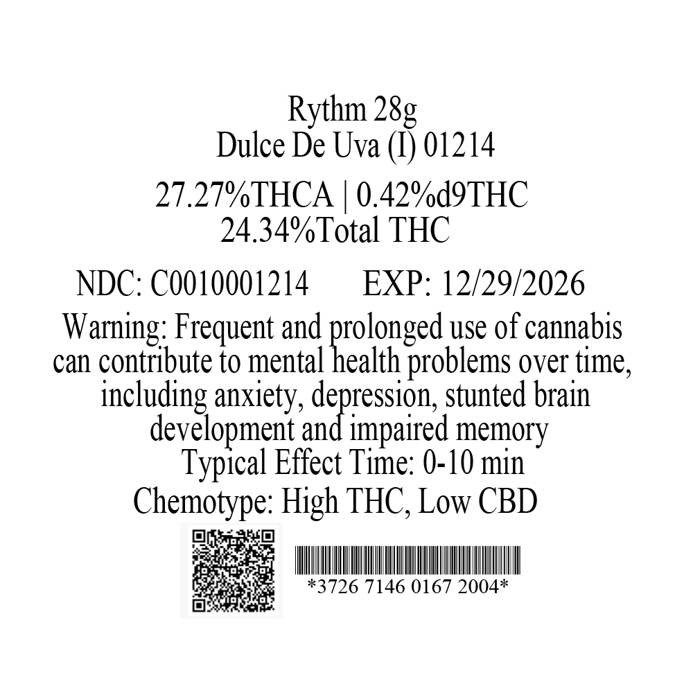 RYTHM 28G DULCE DE UVA (I) 01214 RYTHM - Connecticut, Branford | RISE ...