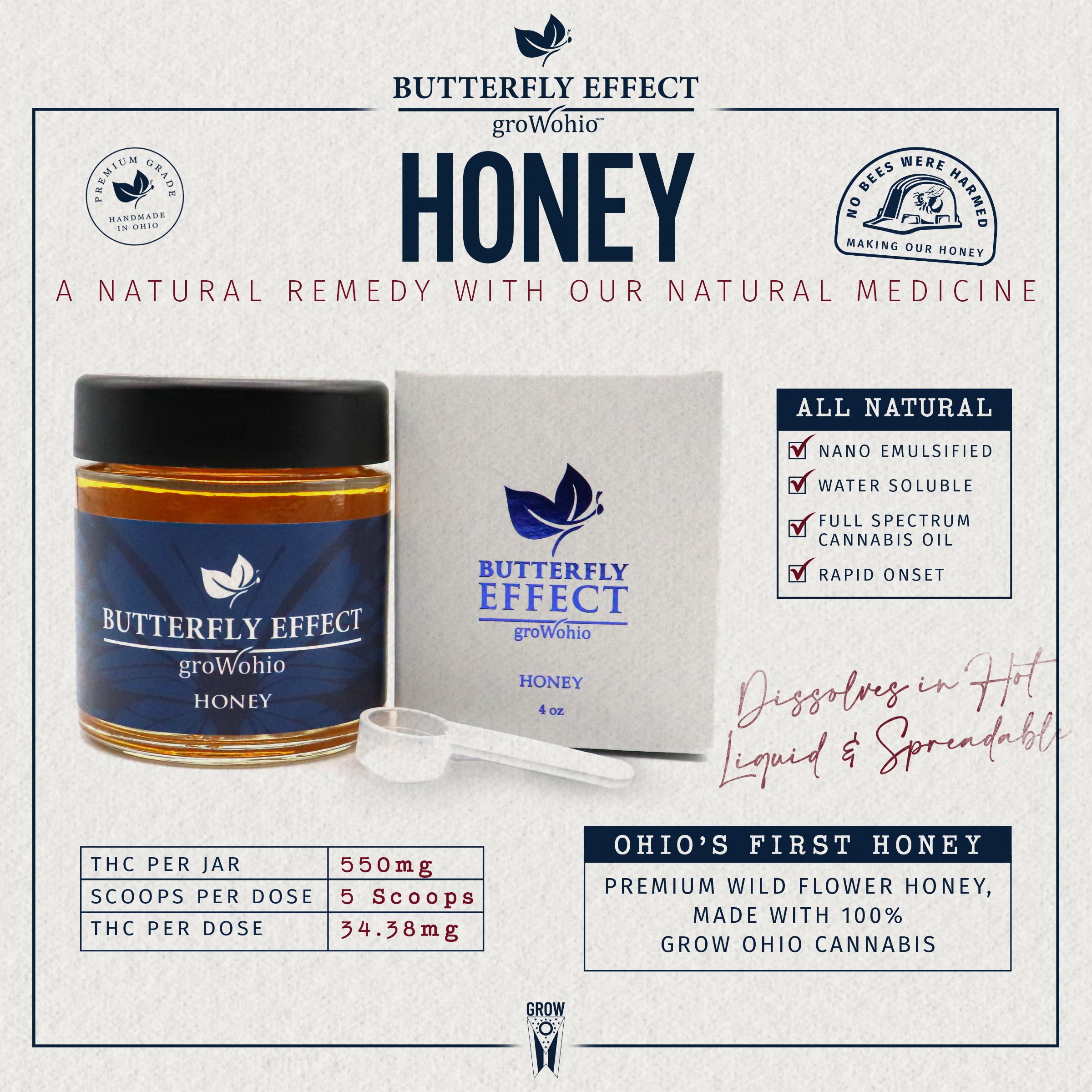 Honey (550mg) | Butterfly Effect | Butterfly Effect Premium Edible ...
