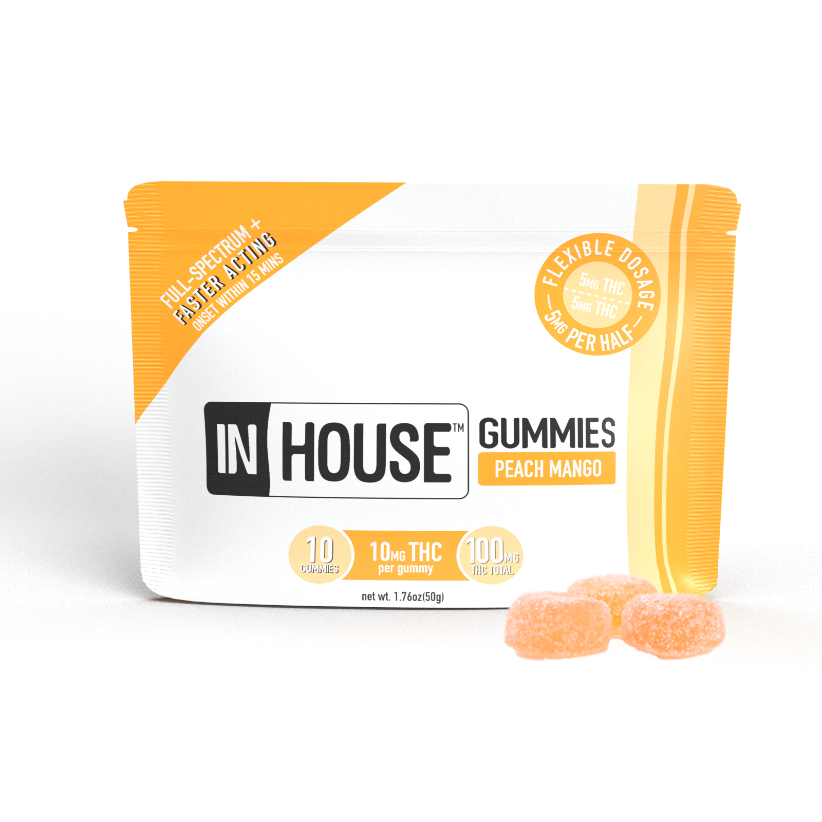 Peach Mango [10pk] (100mg) | In House | Gummies - Jane