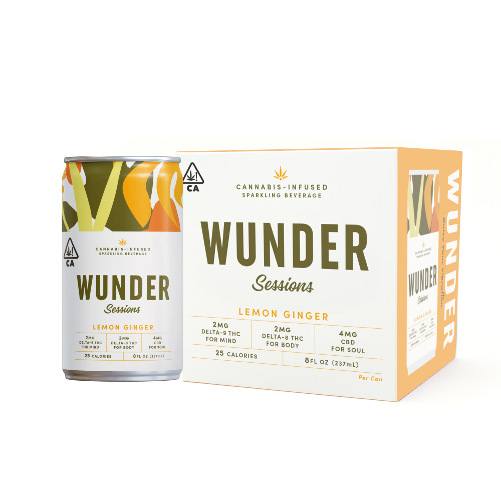 Sessions Lemon Ginger 4pk (2mg THC/2mg Delta-8/4mg CBD per can) | FIND WUNDER | Sparkling ...