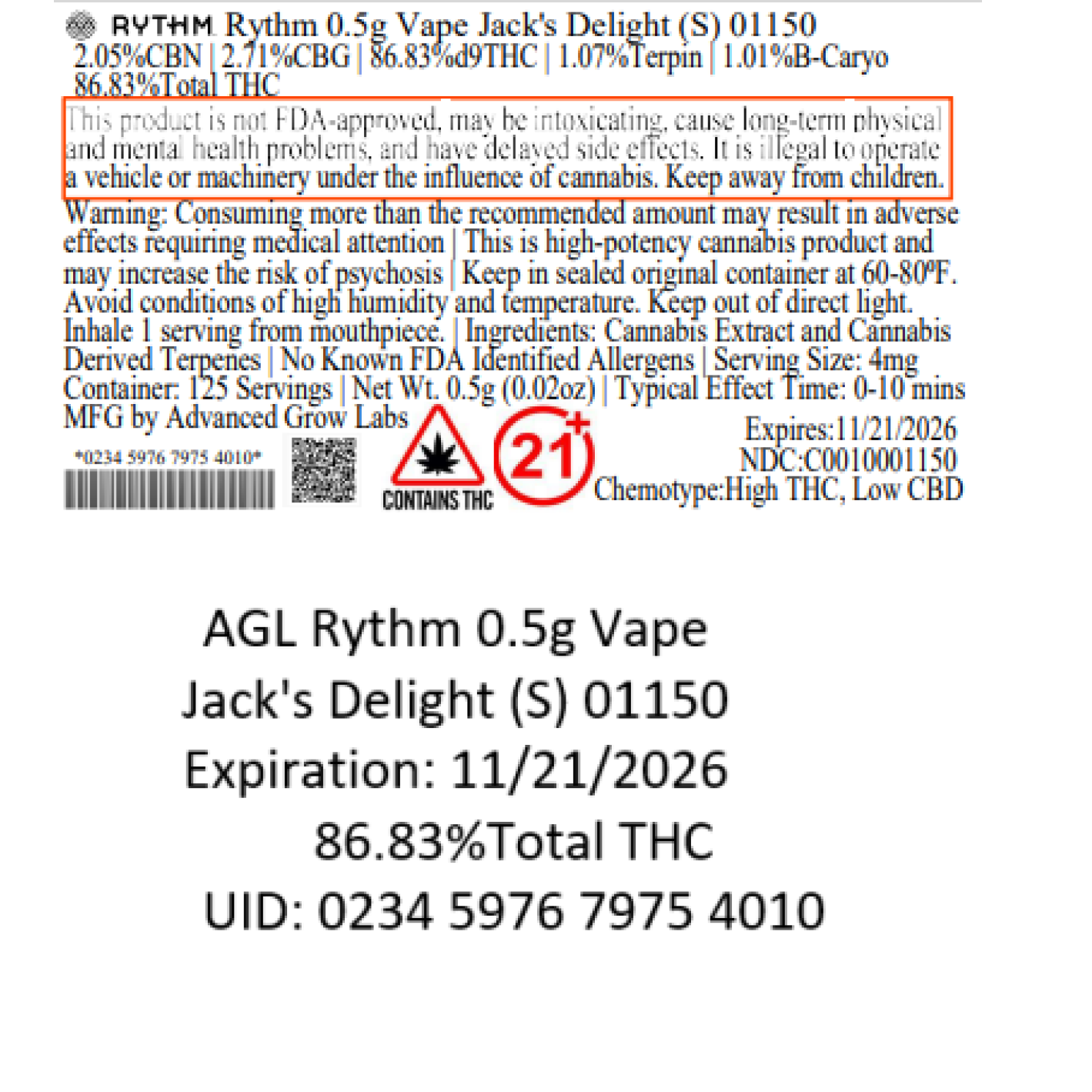 Rythm 0.5g Vape Jack's Delight (S) 01150