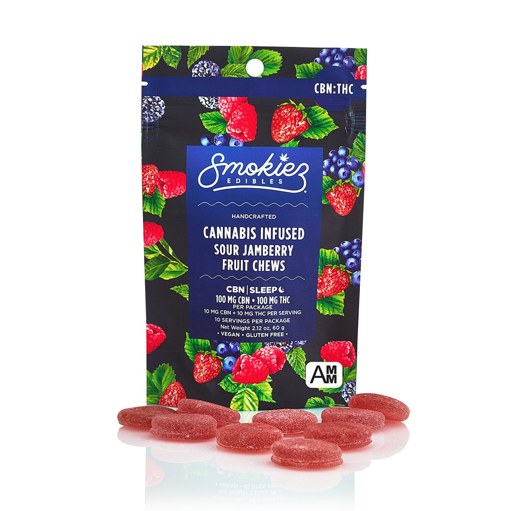 1:1 Sour Jamberry [10pk] (100mg CBN/100mg THC) | Smokiez | Fruit Chews ...