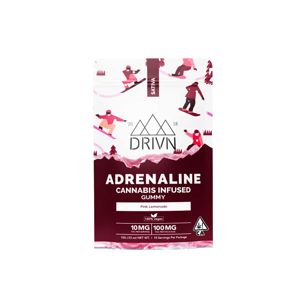Pink Lemonade - Sativa [10pk] (100mg) | Drivn | Adrenaline Gummies - Jane