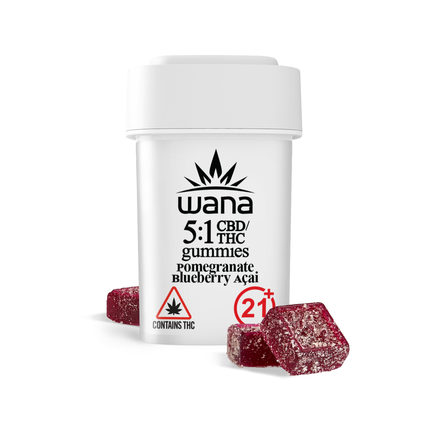 Shop Wana - Pomegranate Blueberry Acai (H) Gummies (4.38mg THC 21.01mg ...