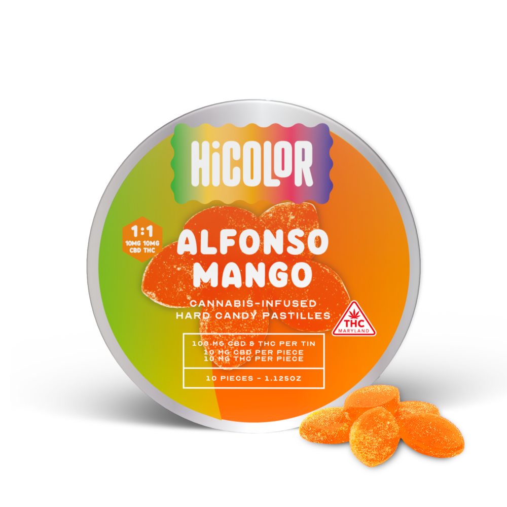 1:1 Alfonso Mango [10pk] (100mg CBD/100mg THC) | HiCOLOR | Pastilles - Jane