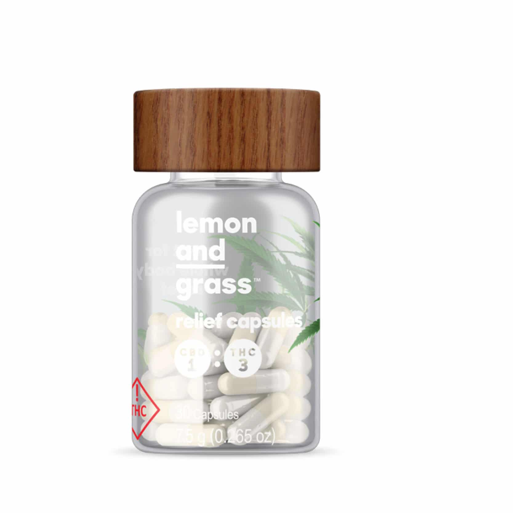 30:1 CBD:THC [30pk] (900mg) | Lemon & Grass - LHS | Relief Capsules - Jane