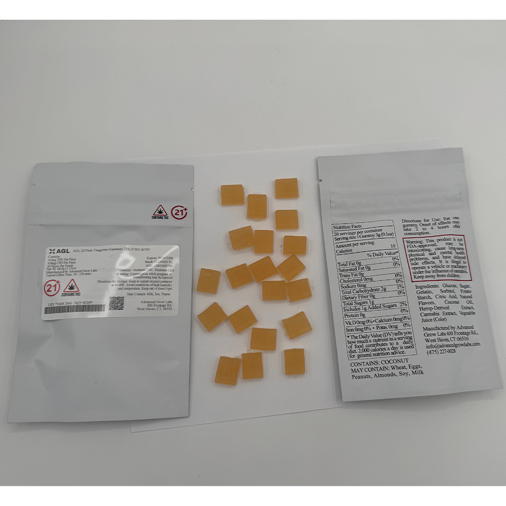 AGL 20 Pack Tangerine Gummies THC/CBD 00745