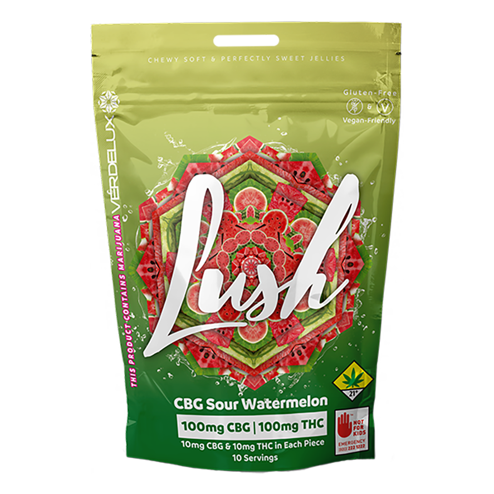 Gummies Lush Sour Watermelon 1:1 - 10pk 100mg CBG | 100mg THC ...