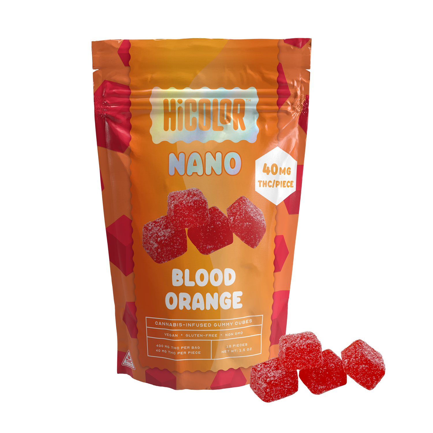 Blood Orange Nano [10pk] (400mg) | HiCOLOR | Gummy Cubes - Jane