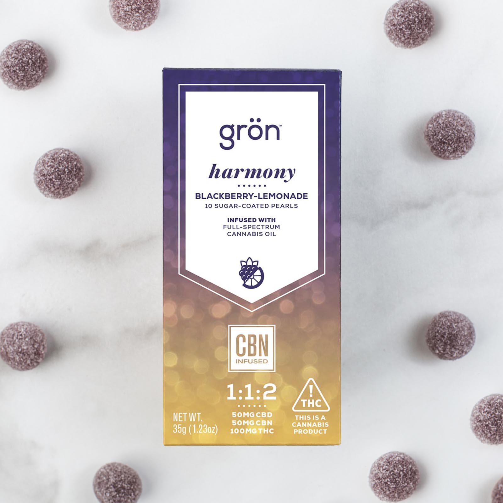 1:1:1 Blackberry Lemonade Harmony (300mg) | Grön | Pearl Gummies - Jane