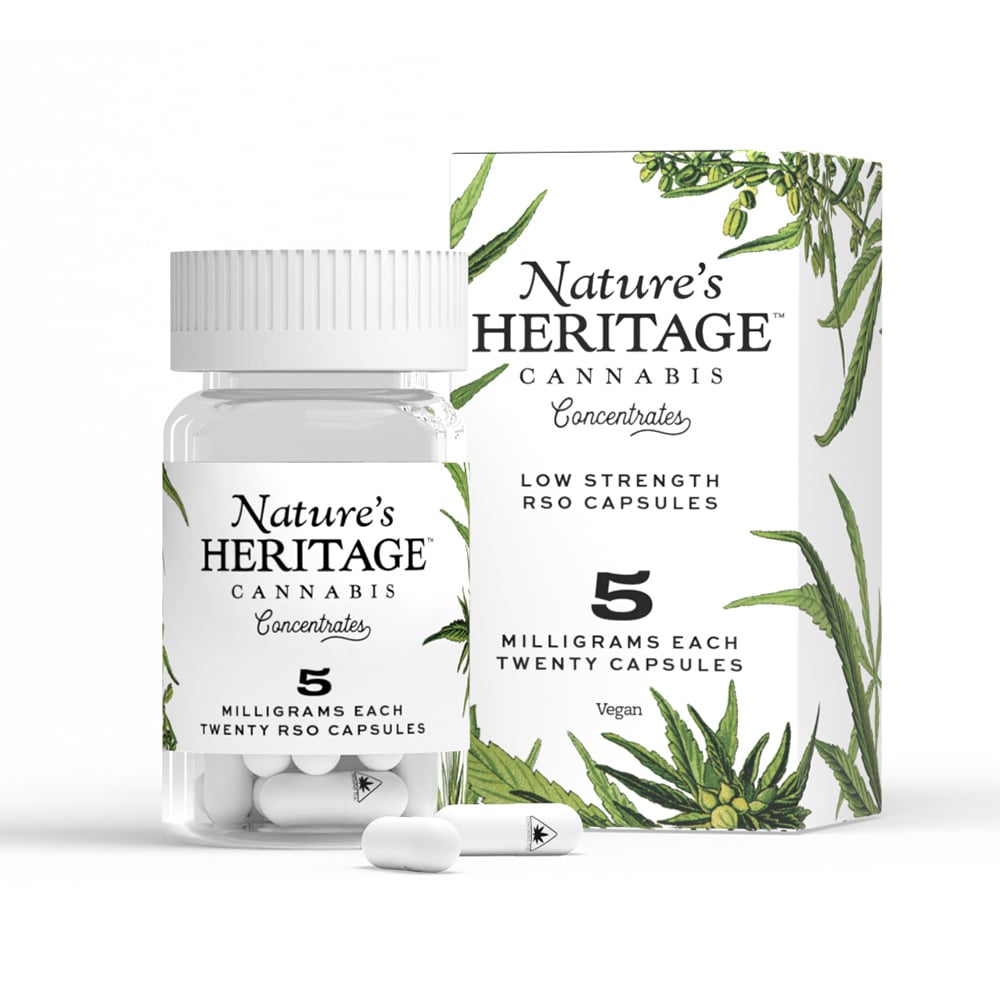 RSO Capsules (5mg) | Nature's Heritage | RSO Capsules - Jane