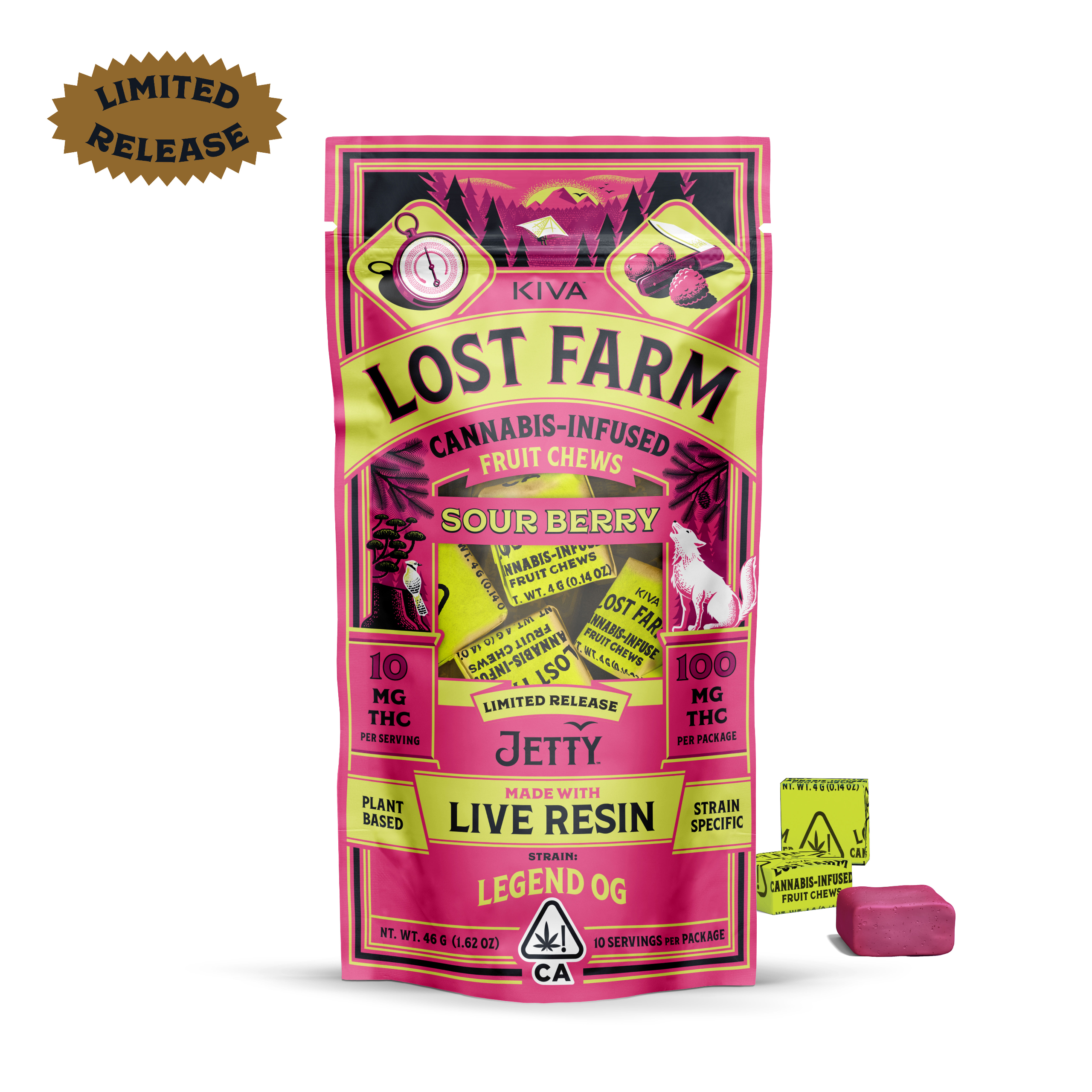 Sour Berry x Legend OG [10pk] (100mg) | Lost Farm | Live Resin Chews - Jane