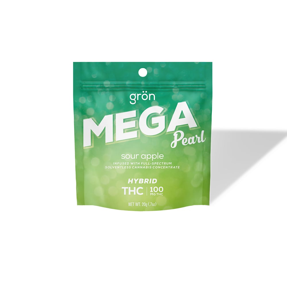 THC Sour Apple Mega Pearl (100mg) | Grön | Mega Pearl Gummies - Jane