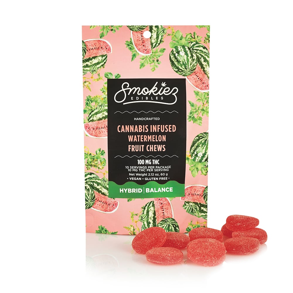 Watermelon - Hybrid [10pk] (100mg) | Smokiez | Fruit Chews - Jane