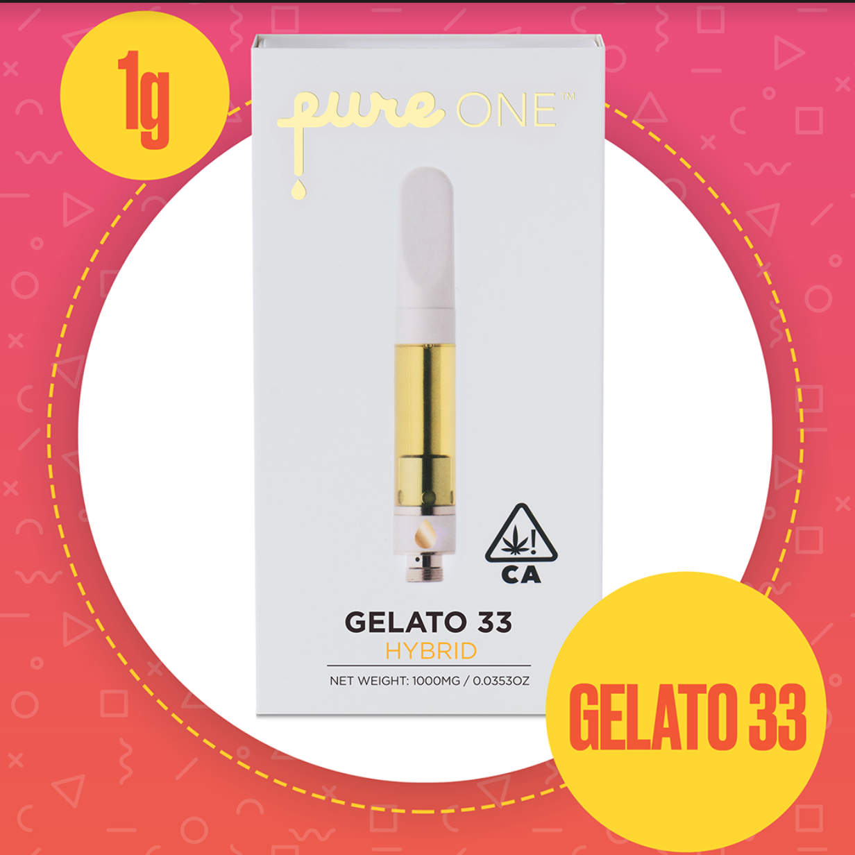 Pure One - Gelato 33 [1000mg] | Pure Vape | Cartridge - Jane
