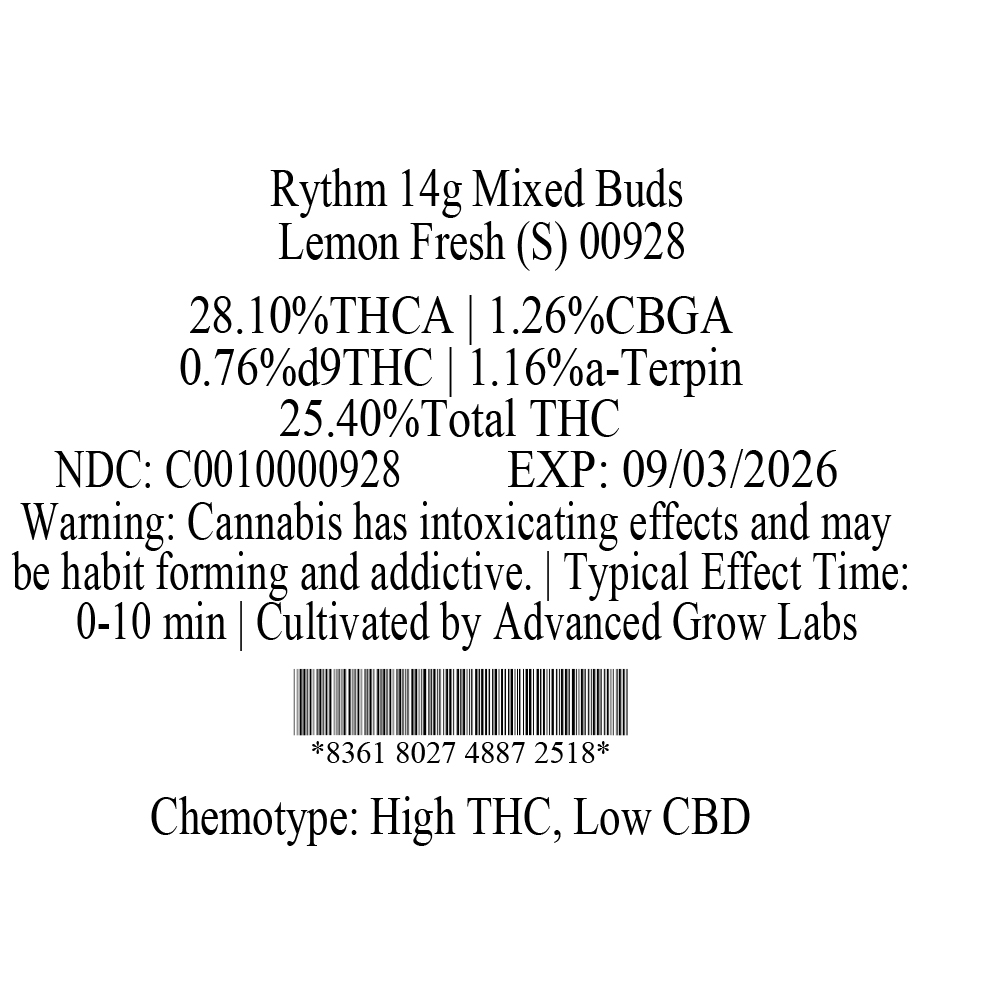 Rythm 14g Mixed Buds Lemon Fresh (S) 00928