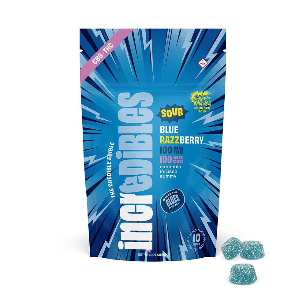 1:1 Sour Blue Razzberry [10pk] (100mg CBG/100mg THC) | incredibles ...