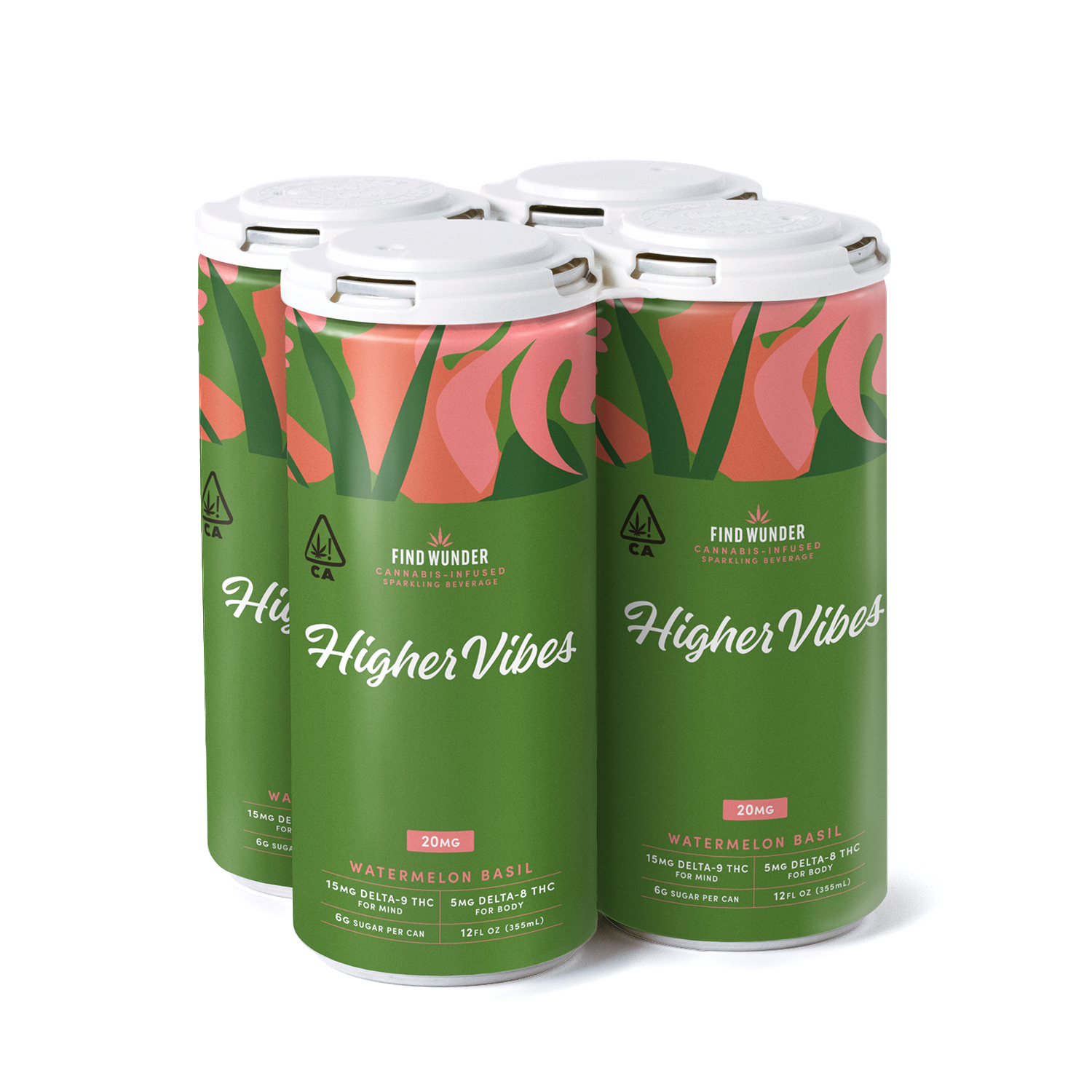 Higher Vibes Watermelon Basil 4pk (10mg THC/10mg Delta-8) | FIND WUNDER ...