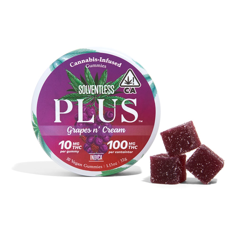 Grapes n' Cream Indica Solventless [10pk] (100mg THC) | Plus Products ...