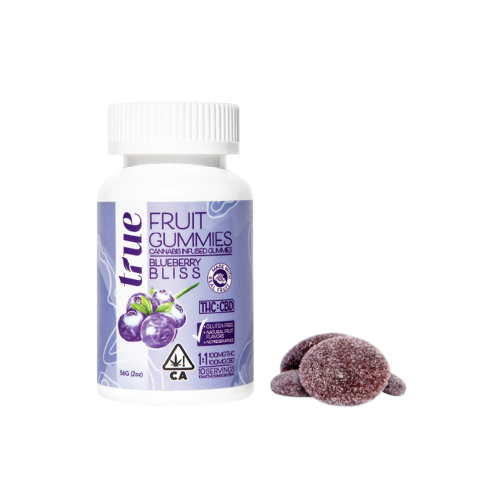 1:1 Blueberry Bliss (100mg CBD/100mg THC) | True Edibles | Gummies - Jane