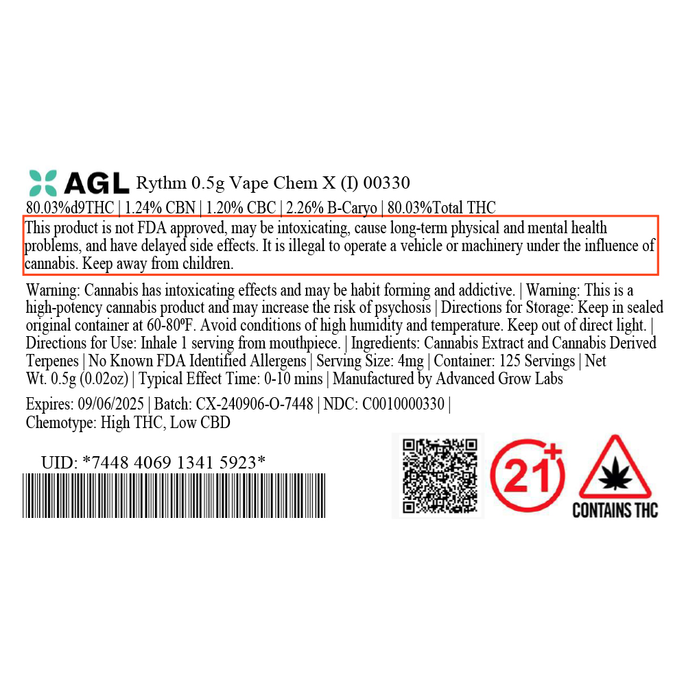 Rythm 0.5g Vape Chem X (I) 00330