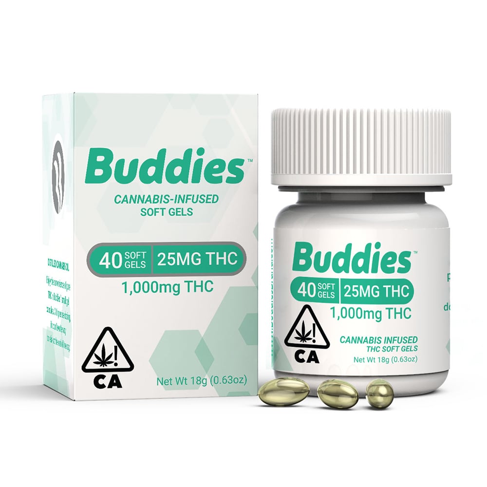 Indica [40pk] (1000mg) | Buddies Brand | THC Distillate Soft Gels - Jane