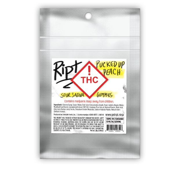 Pucked Up Peach [10pk] (100mg) | Ripple | Ript Gummies - Jane