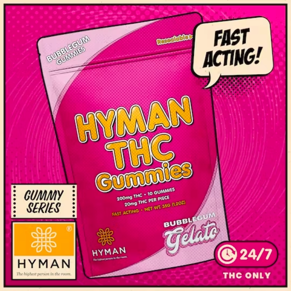 4:1 Bubblegum Gelato (200mg THC/50mg CBG) | Hyman | Fast Acting Gummies ...