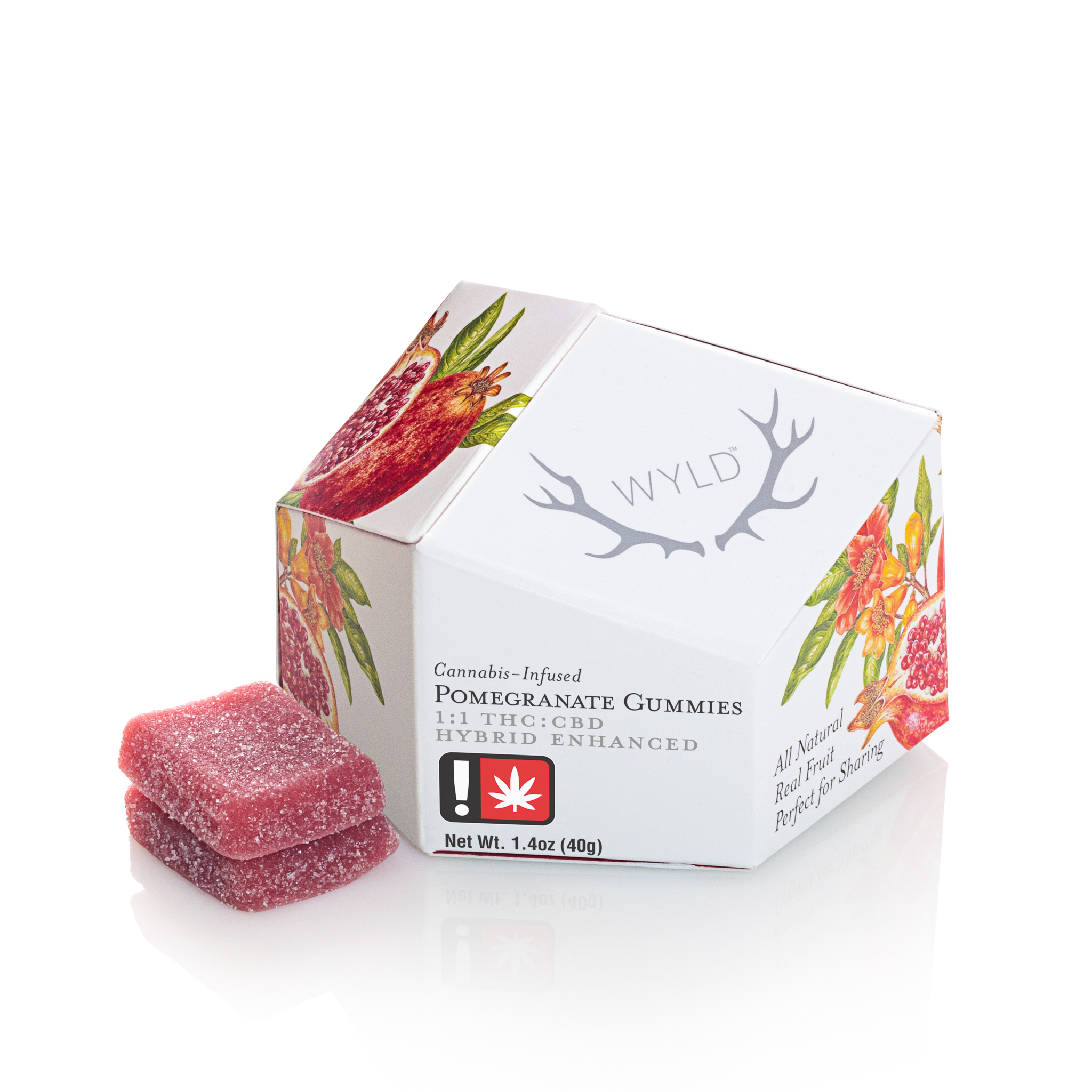 Pomegranate 1 1 CBD Hybrid Enhanced Gummies 50mg THC 50mg CBD