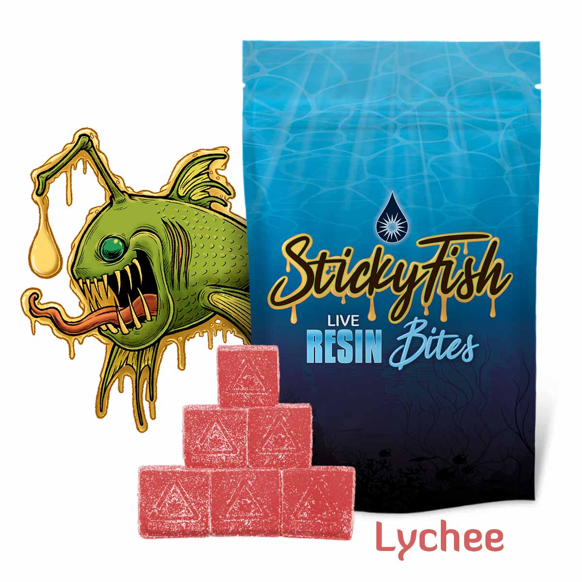 Lychee Grease Monkey Sticky Fish Live Resin Bites [20pk] (100mg ...