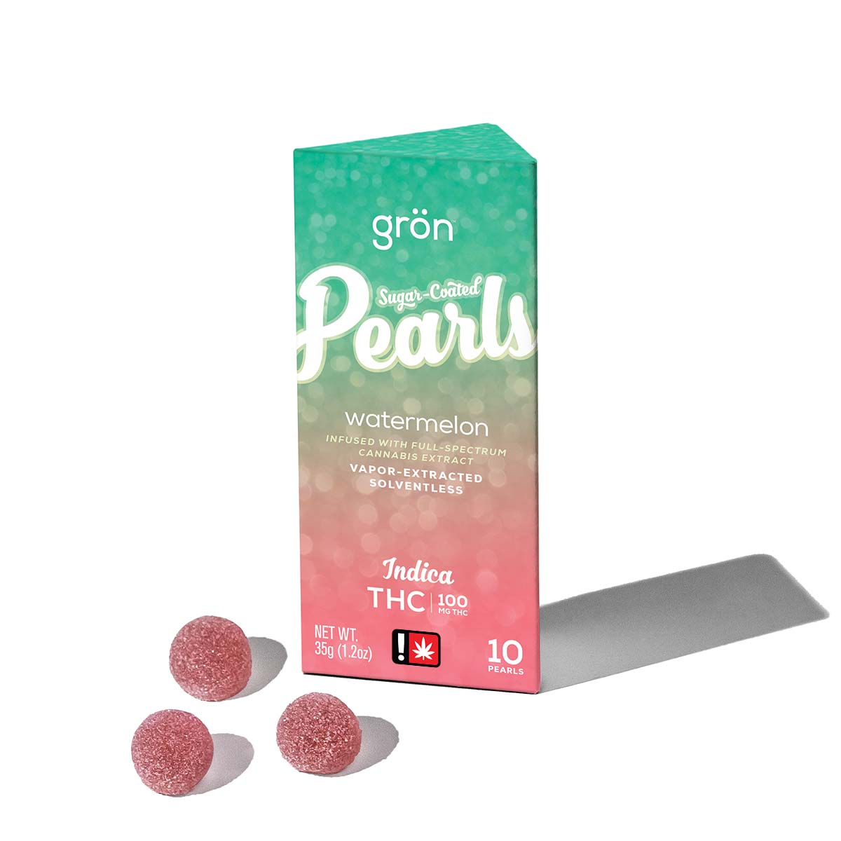THC Watermelon Pearls - Indica (50mg) | Grön | Pearl Gummies - Jane