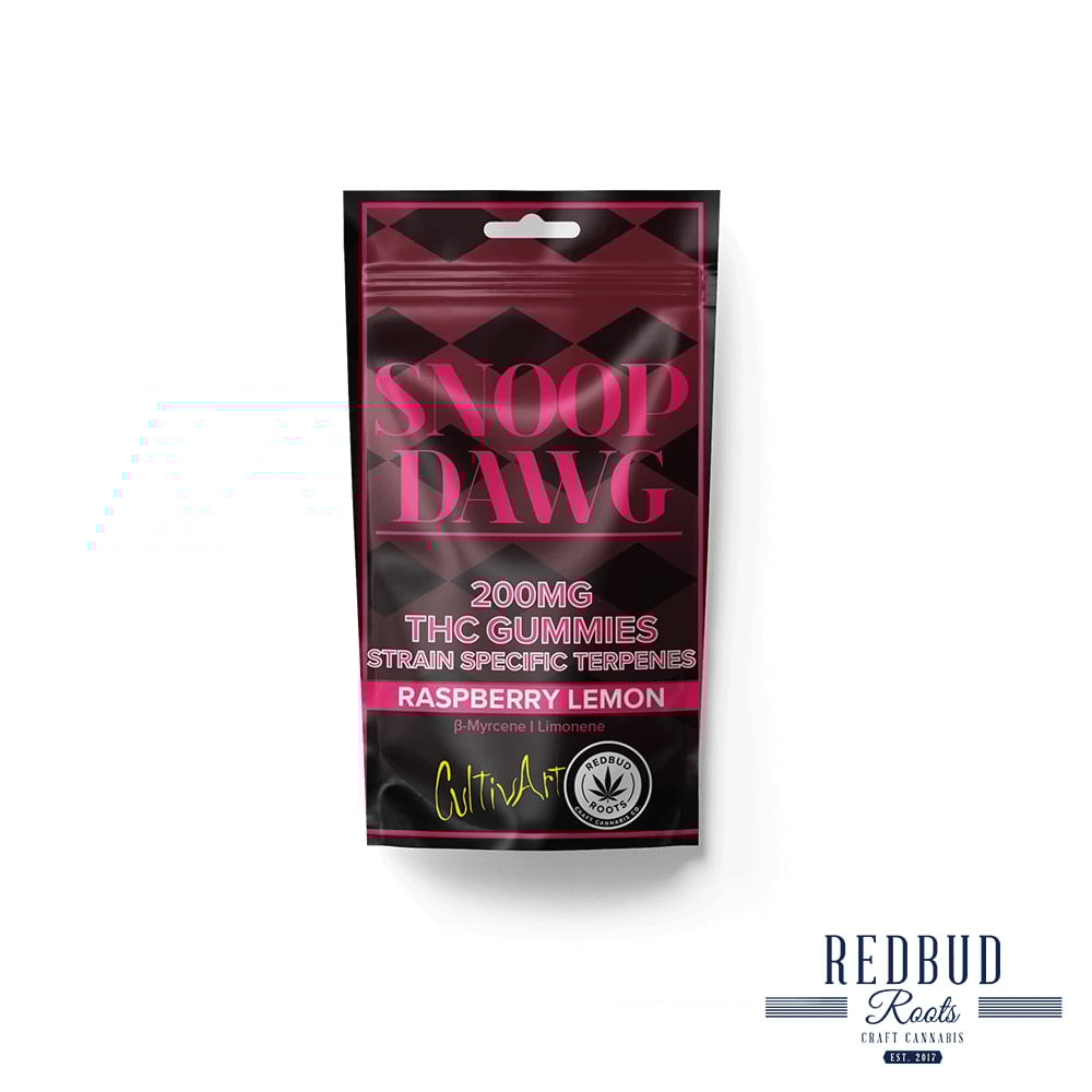 Snoop Dawg x Raspberry Lemon (200mg) | Redbud Roots | CultivArt Gummies ...