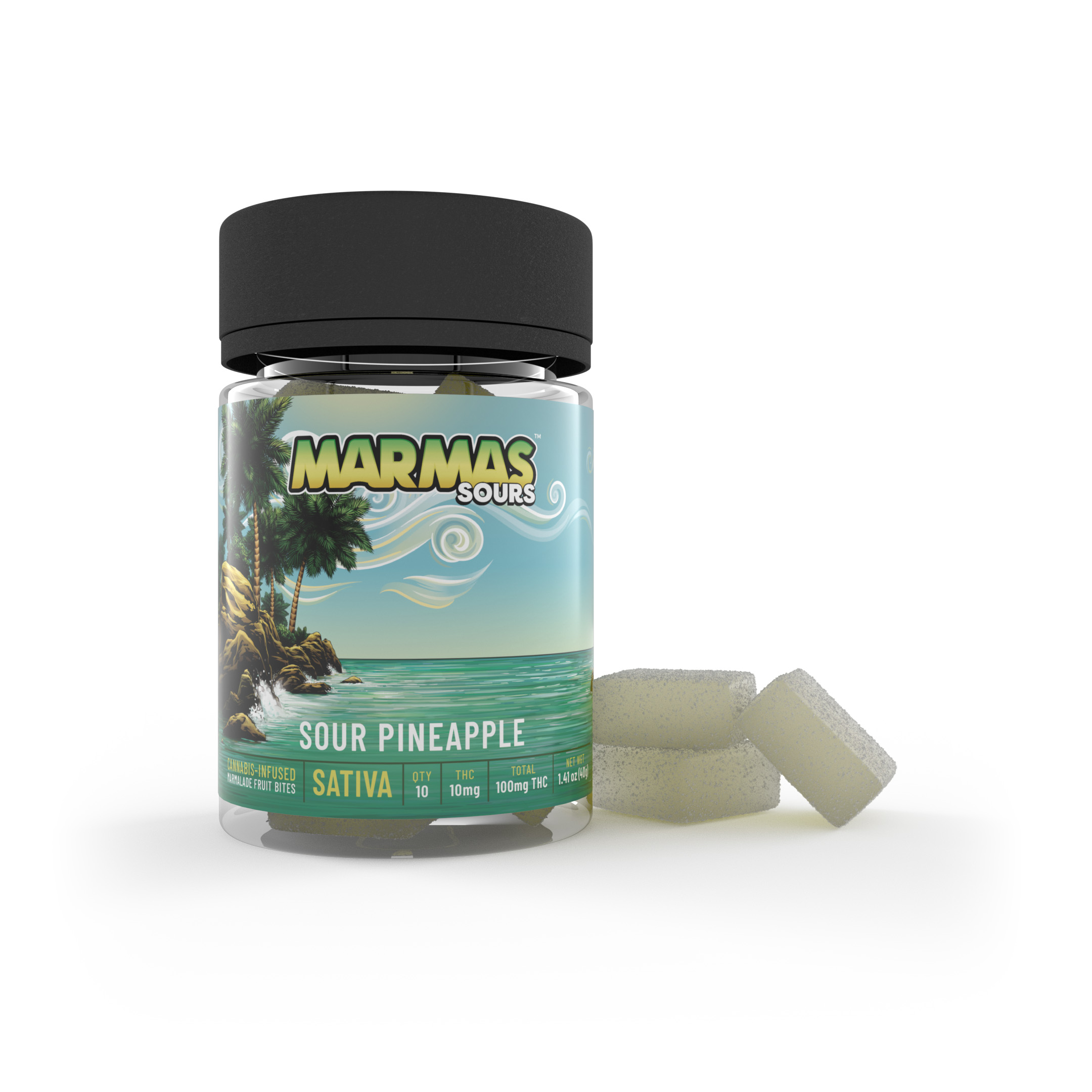 Sour Pineapple [10pk] (100mg) | Marmas | Gummies - Jane